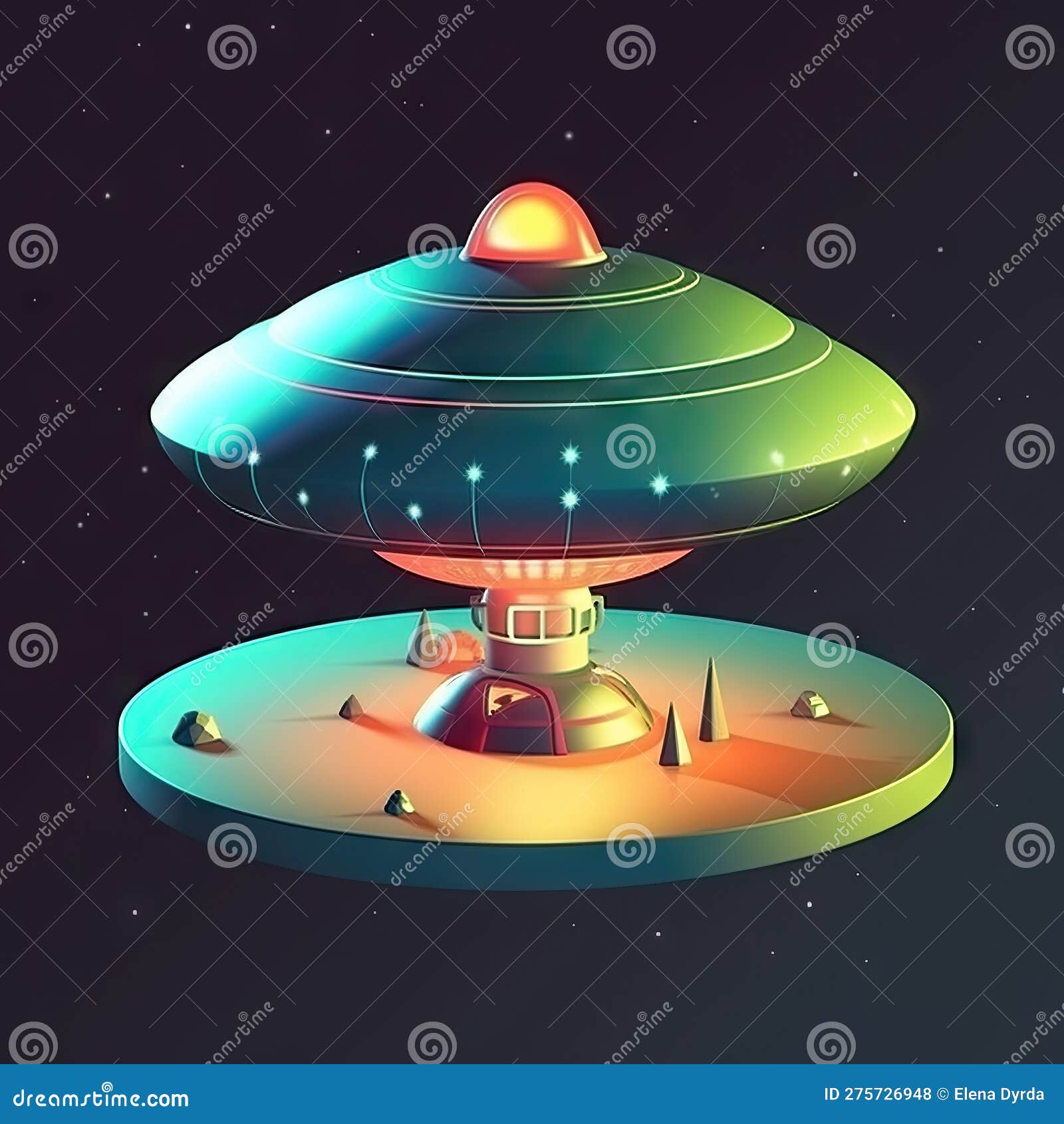 AI Generated UFO, Neon Lights. Concept of UFO Stock Illustration ...