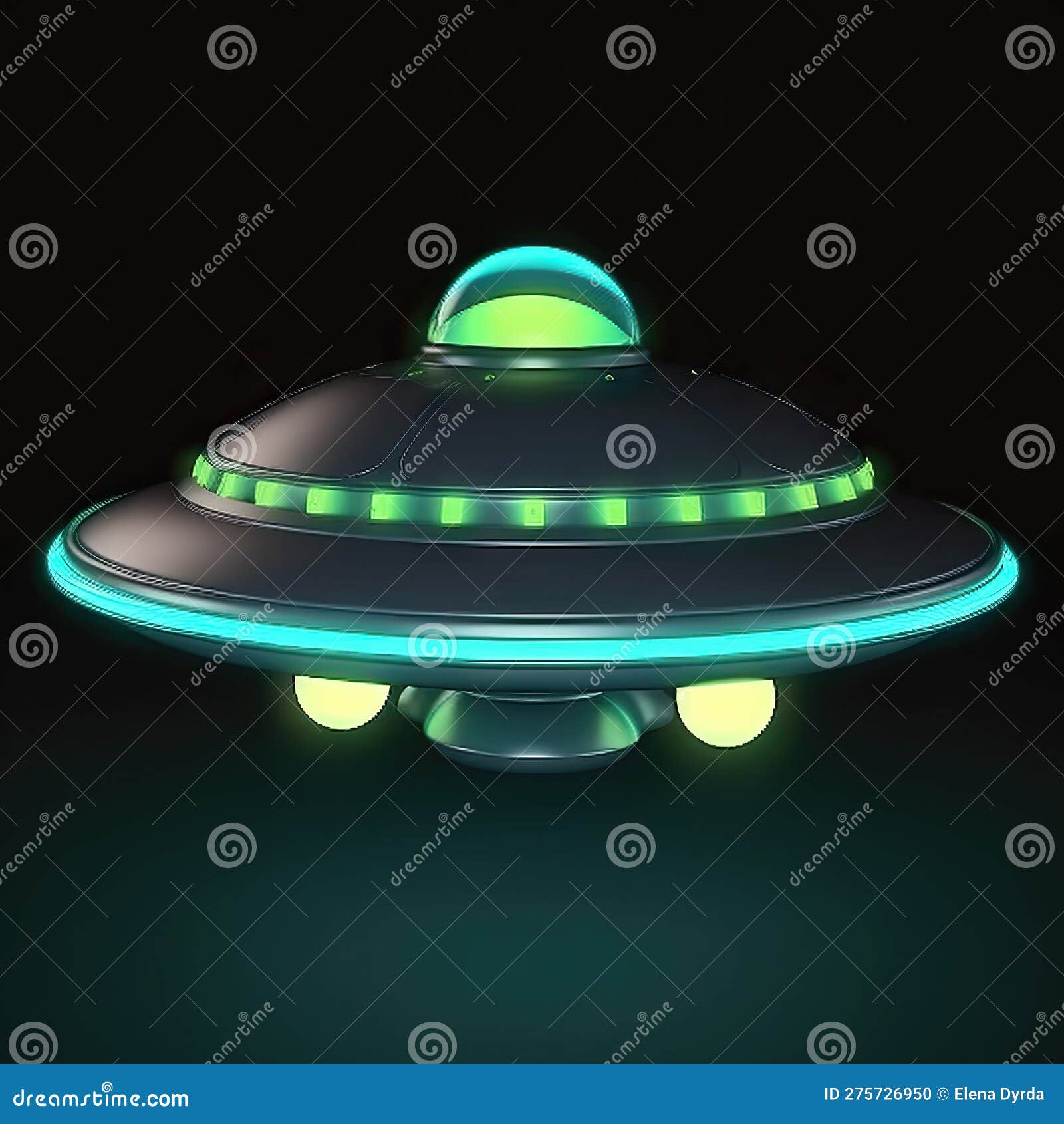 AI Generated UFO, Neon Lights. Concept of UFO Stock Illustration ...