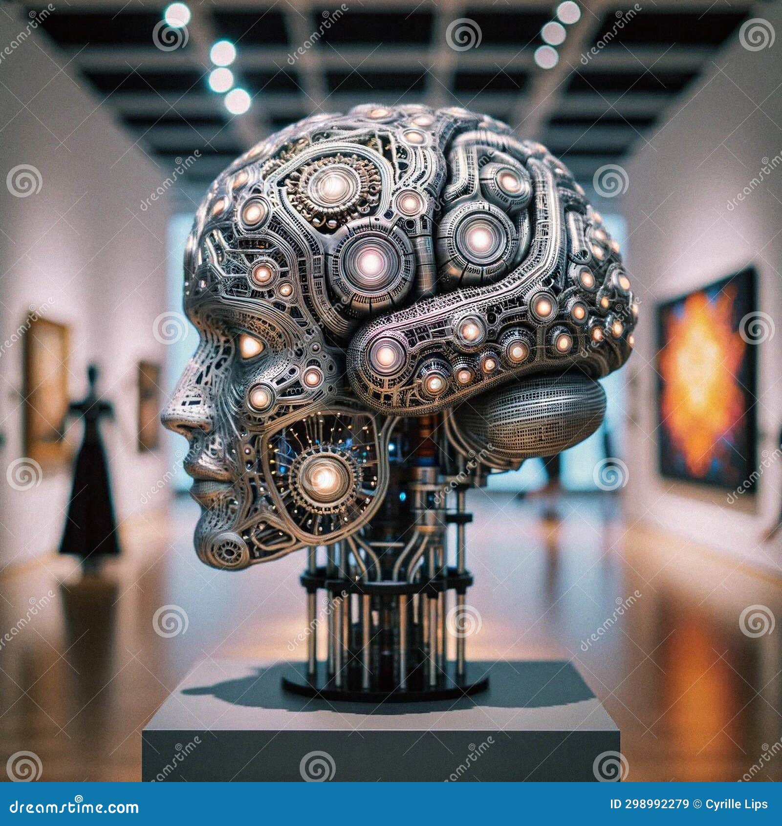 AI-Generated Ultra-Modern Android Head Sculpture Stock Illustration ...
