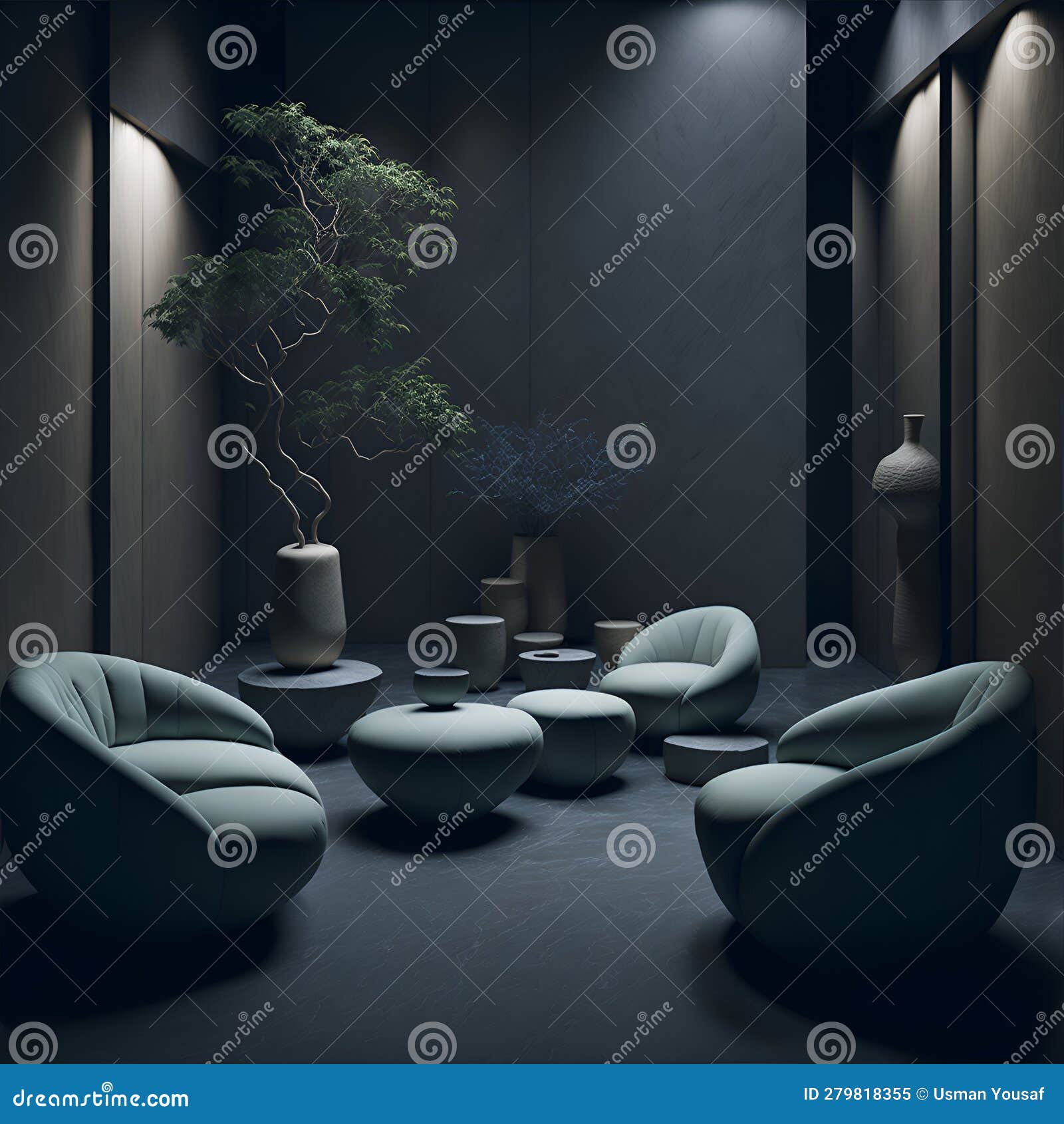 A Room with a Tree in the Middle of it Stock Illustration ...