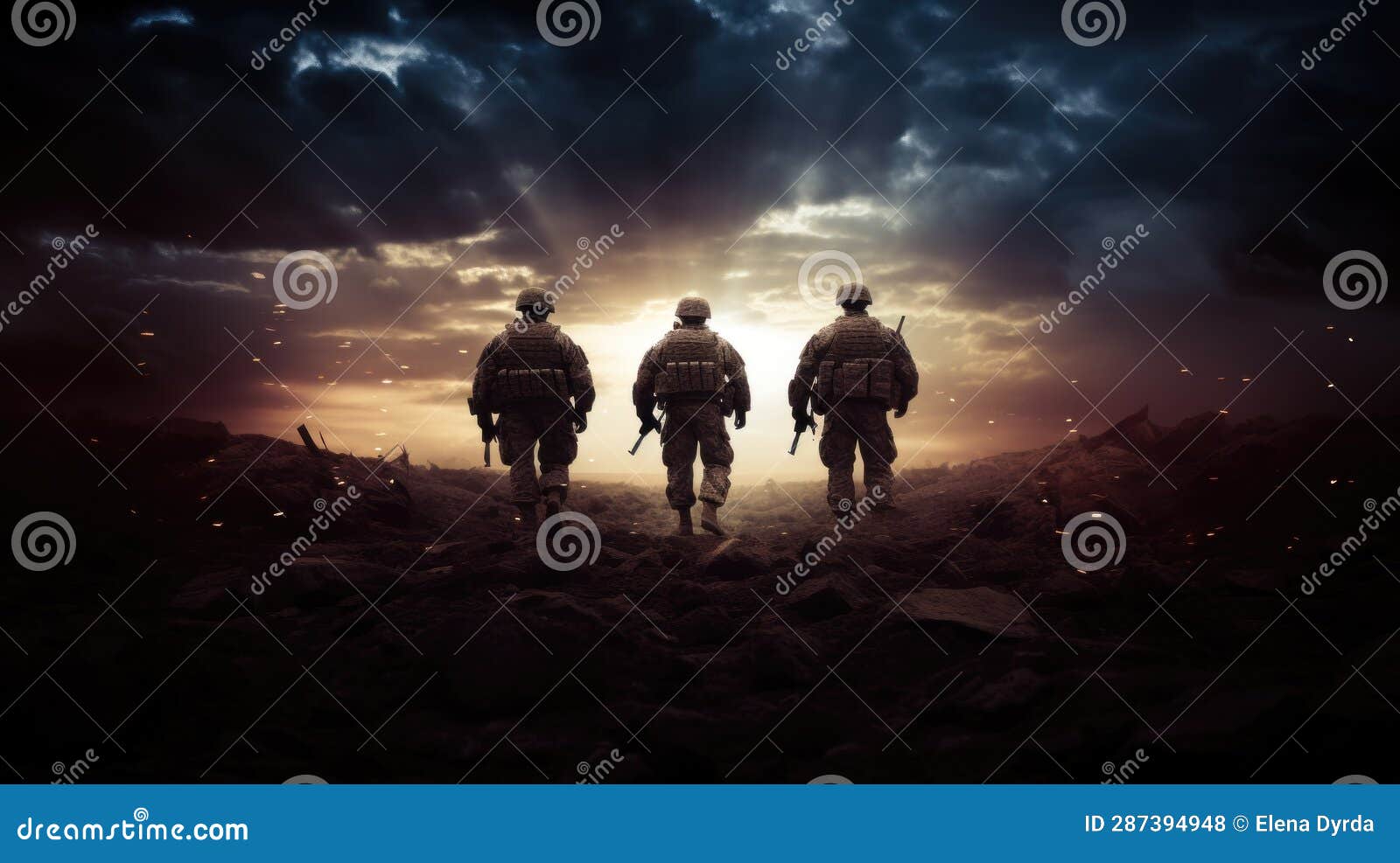 AI Generated USA Soldiers in Silhouette Standing Side by Side Stock ...