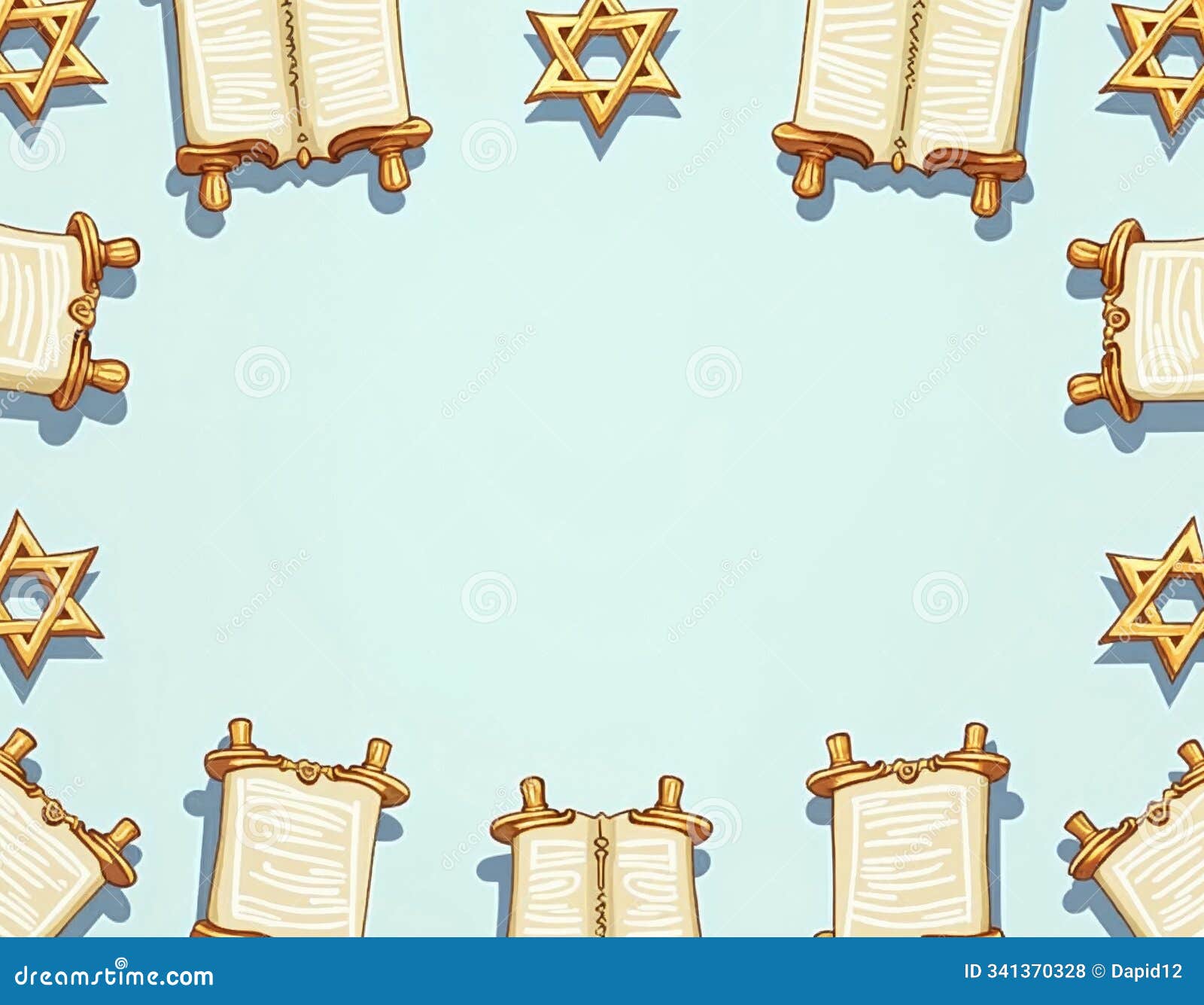 Vector of a Blue Background with a Gold Stars of David and Torah ...
