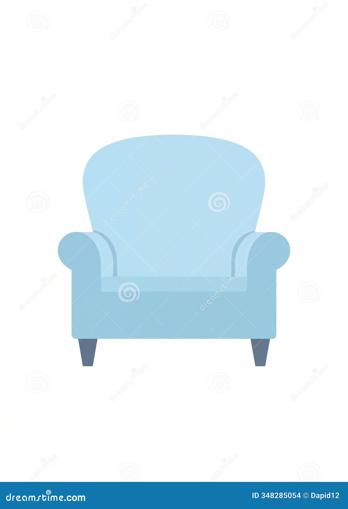Vector of a Blue Chair with Arm Rest that is on White Background Stock ...