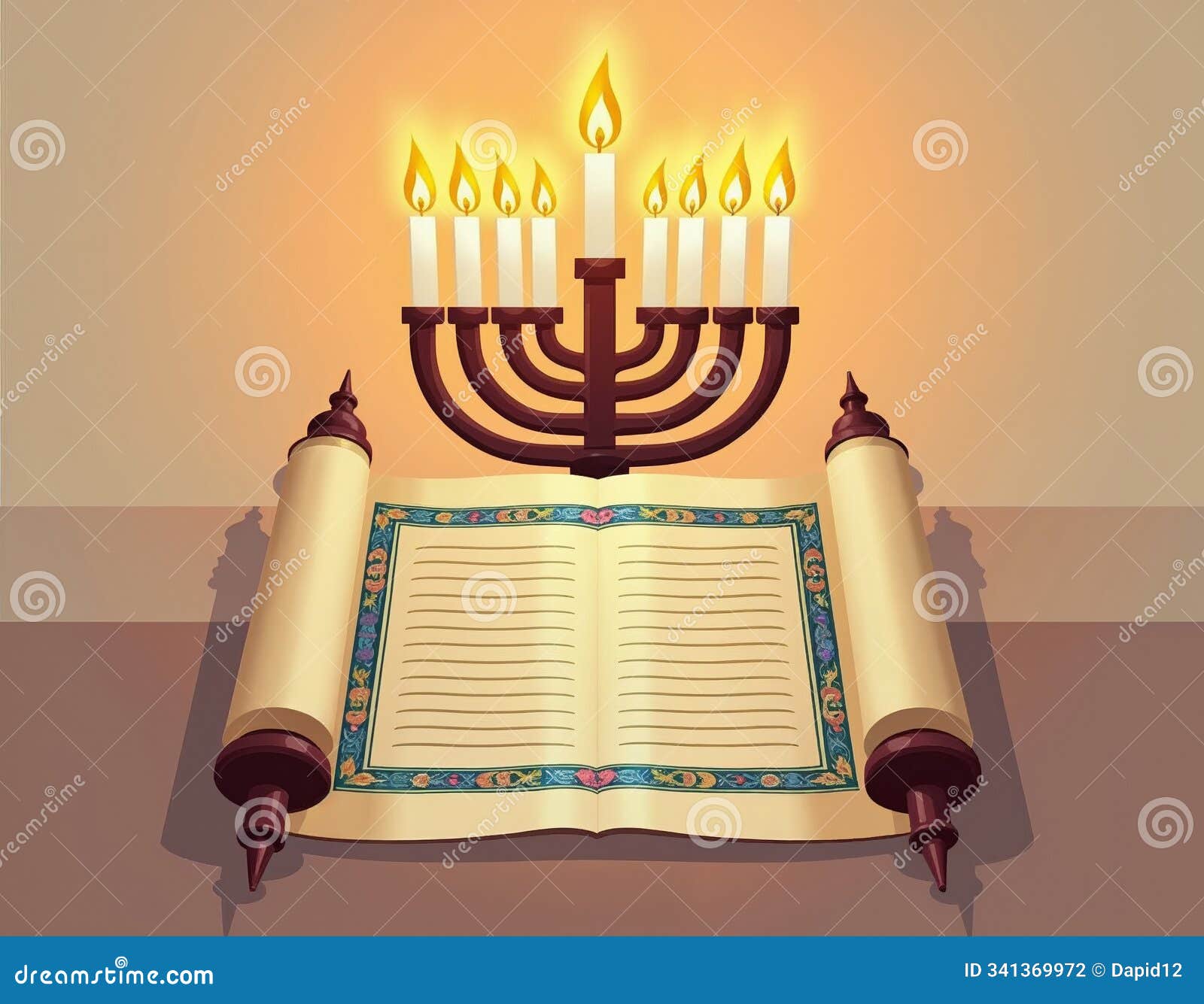 Scroll Hebrew Bible Torah. Hand Draw. Vector Illustration On Isolated ...