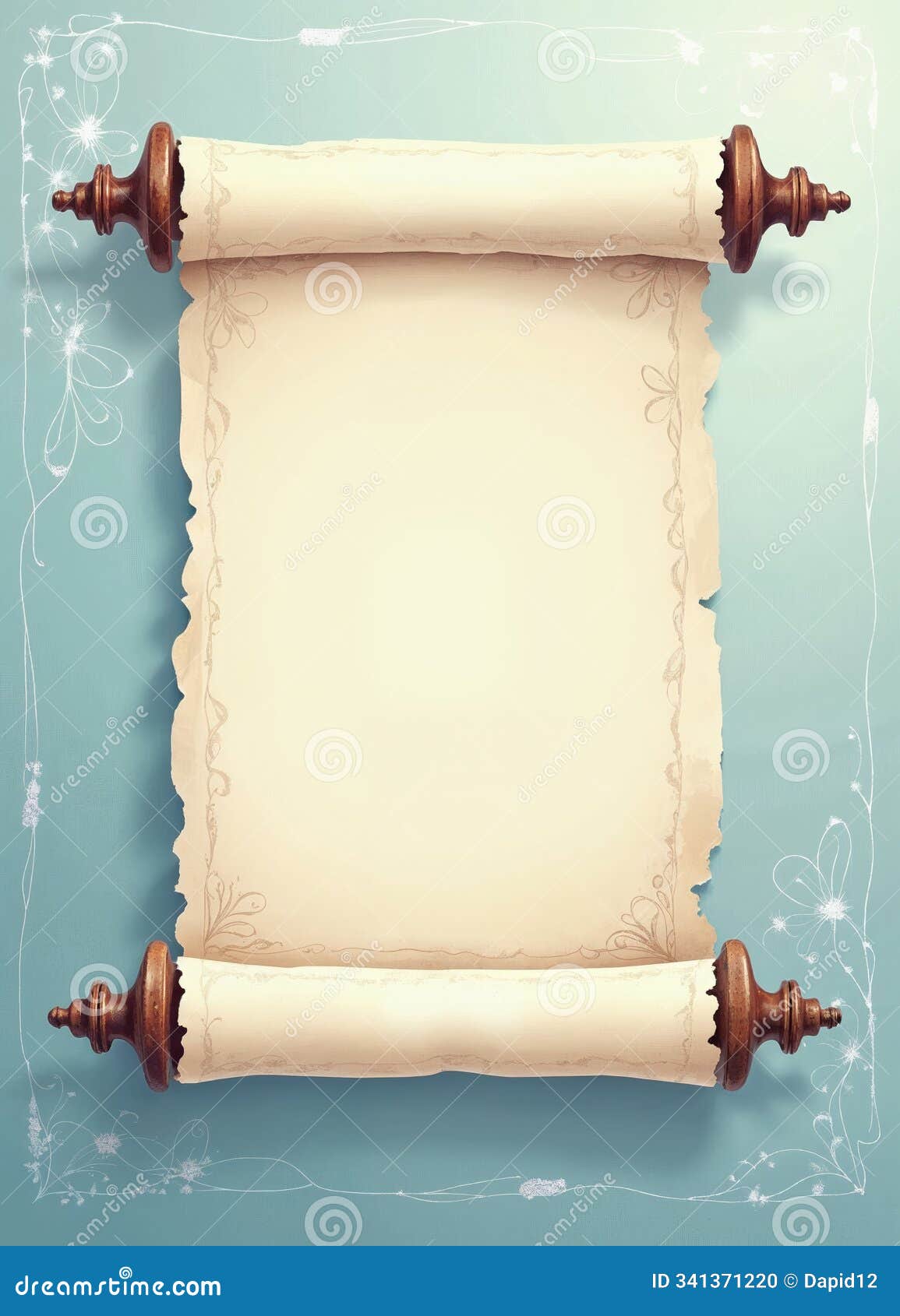 A Vector of an Empty White Sheet in Hanukkah Torah Scroll on a Blue ...