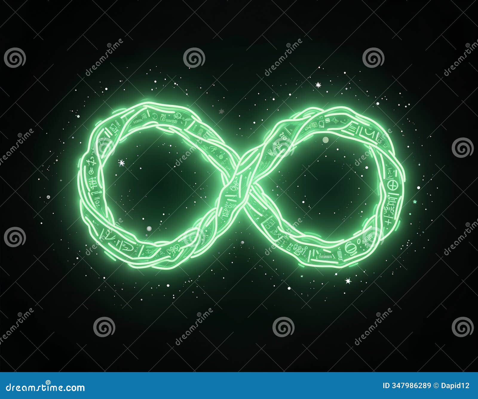 Vector of a Green Neon Light Trails of Infinity Loop with Religious ...