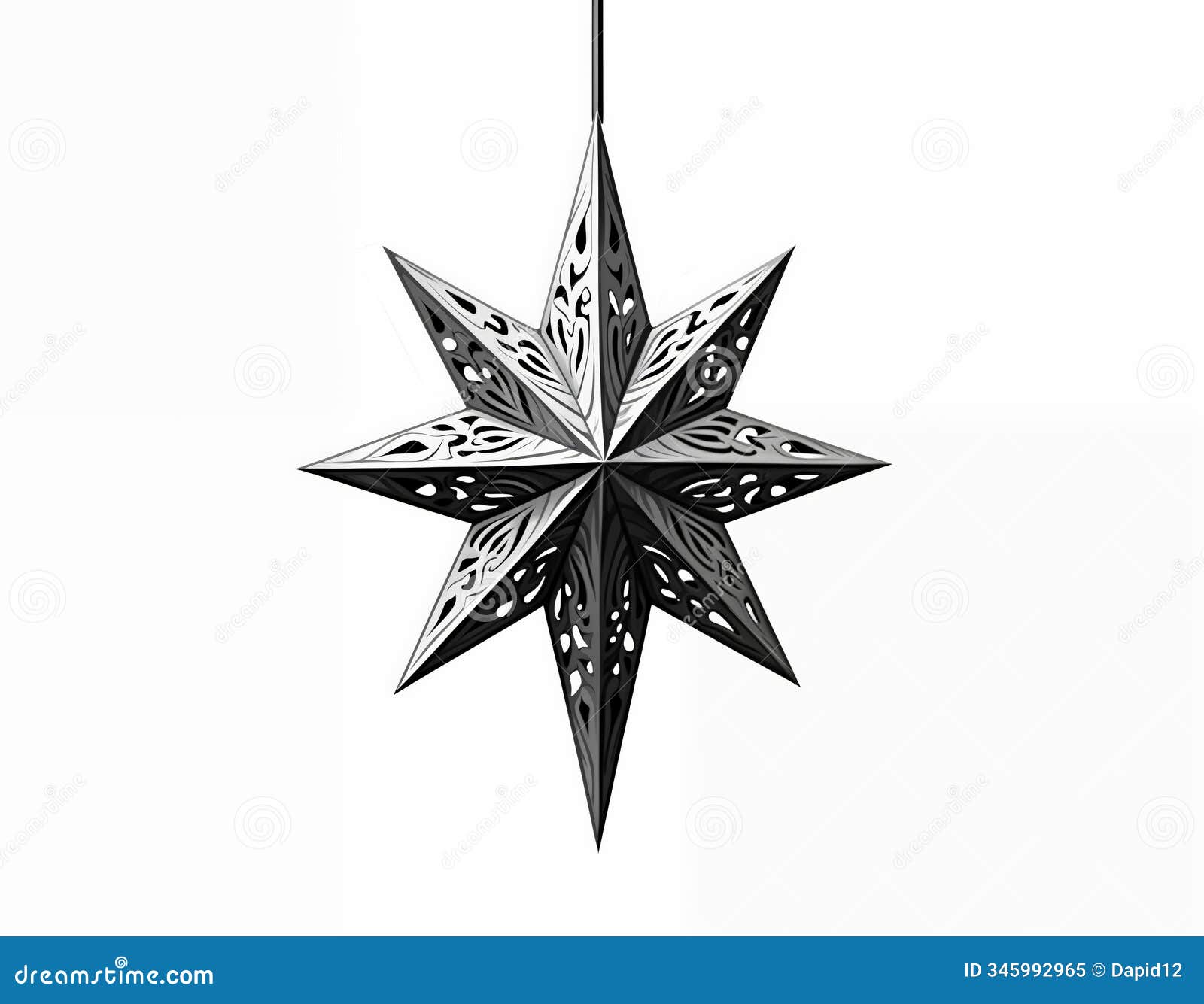 Vector of a Star Ornament with Elegant Decoration that is Hanging from ...