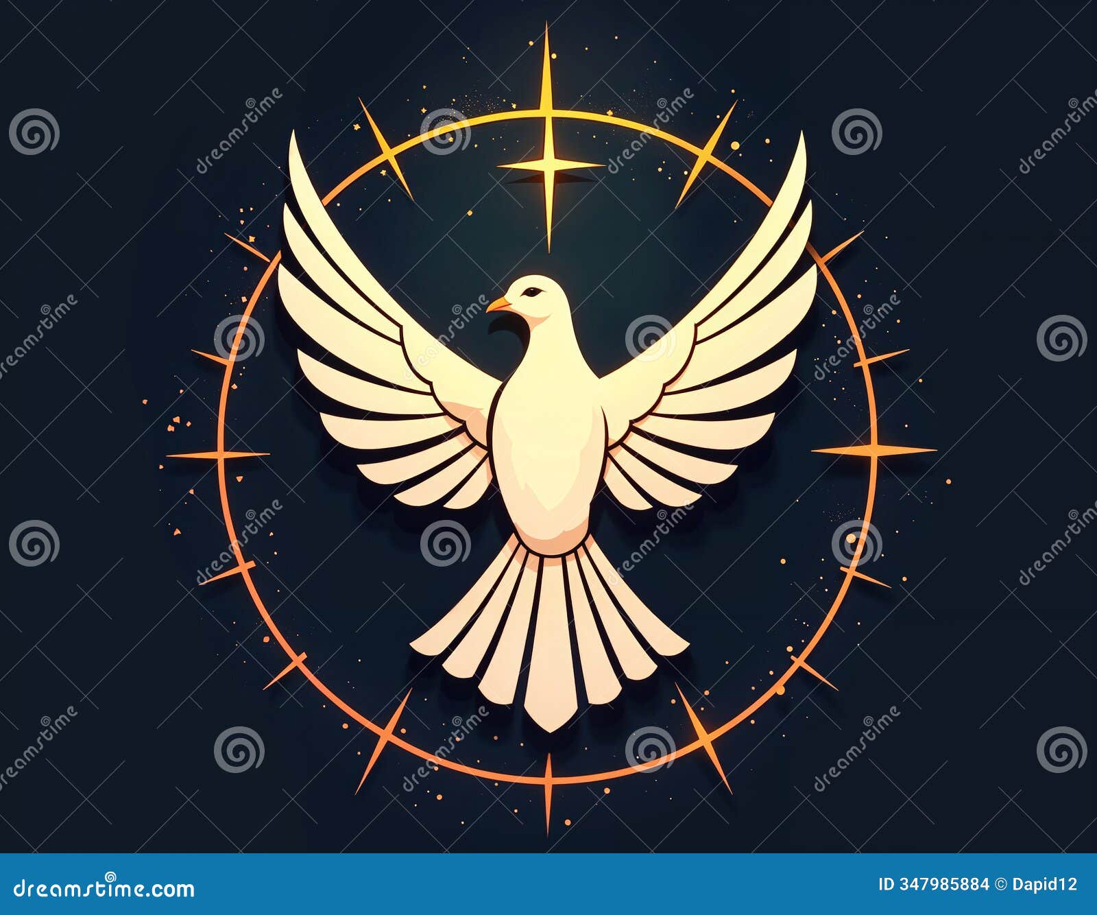 Vector of a White Dove with a Gold Frame with a Circle in the Middle ...
