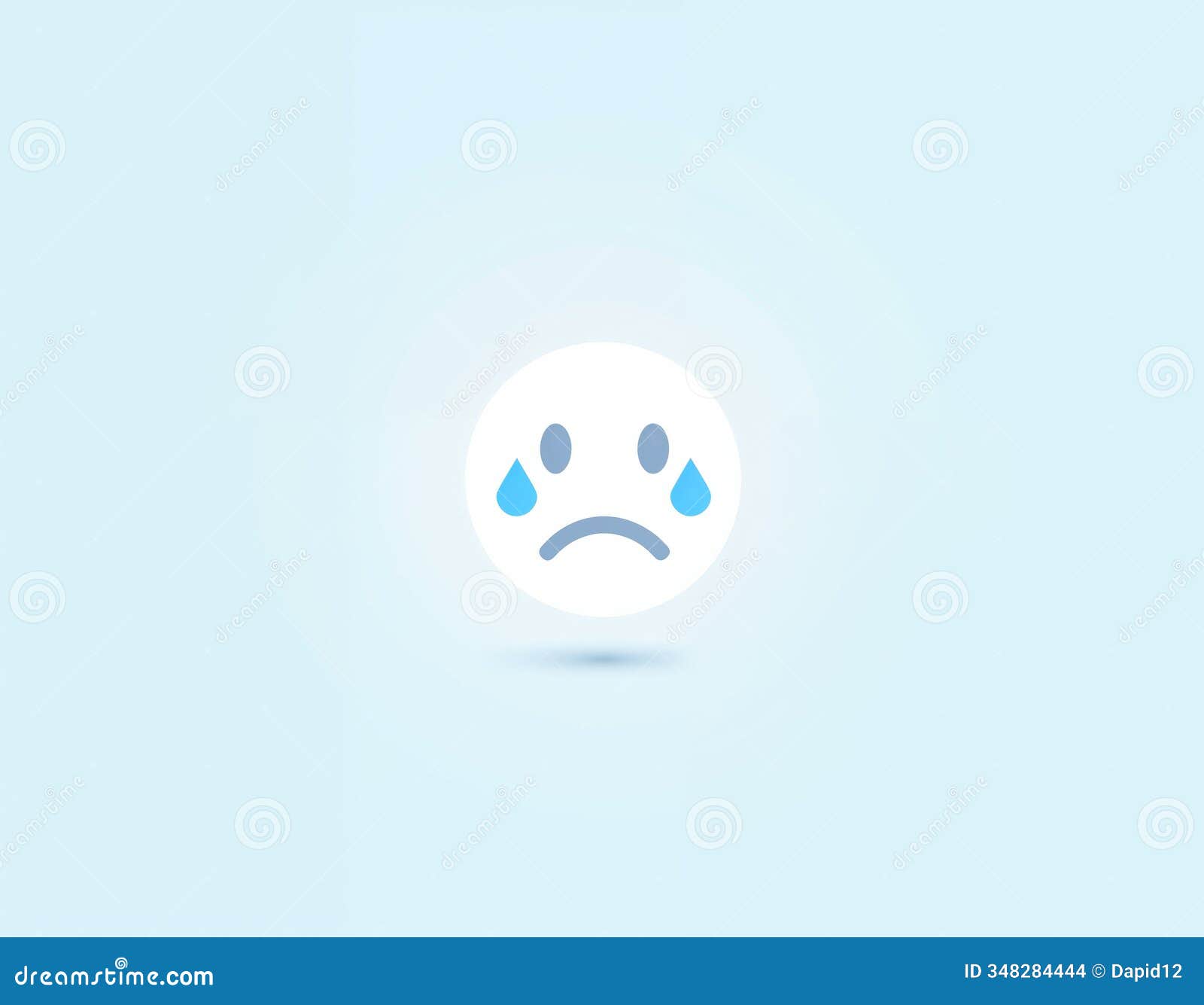 Vector Of A White Face With A Sad Face And Blue Tear Drops On It On ...