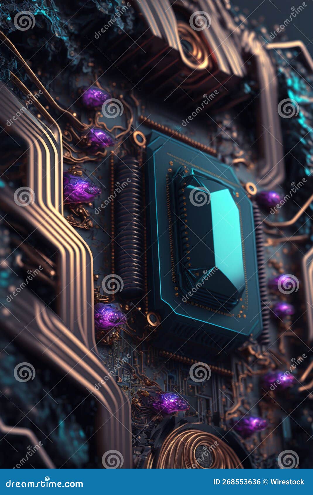 AI-generated Vertical Illustration of a CPU Motherboard Central ...