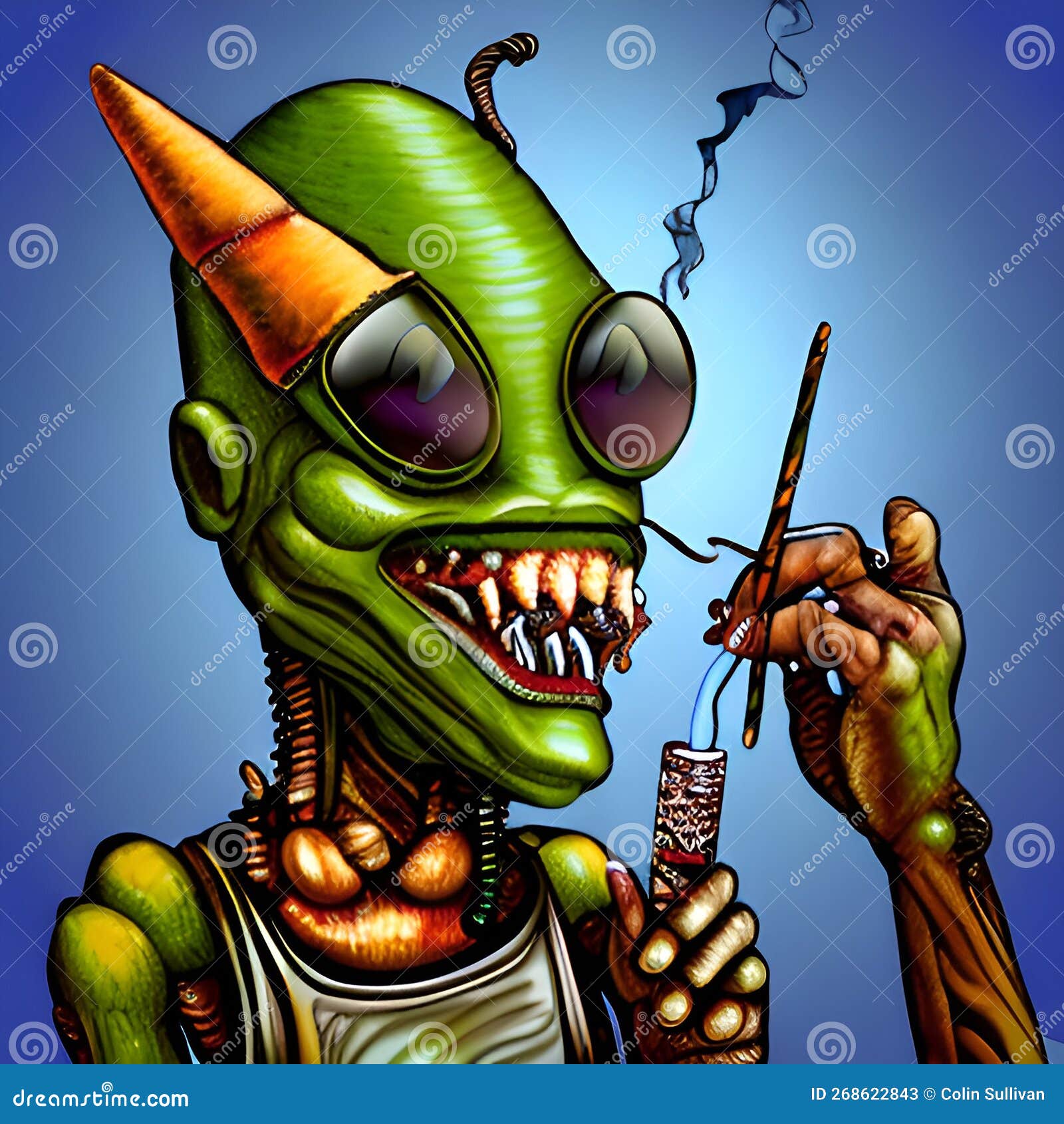 Freaky alien stock illustration. Illustration of holding - 268622843