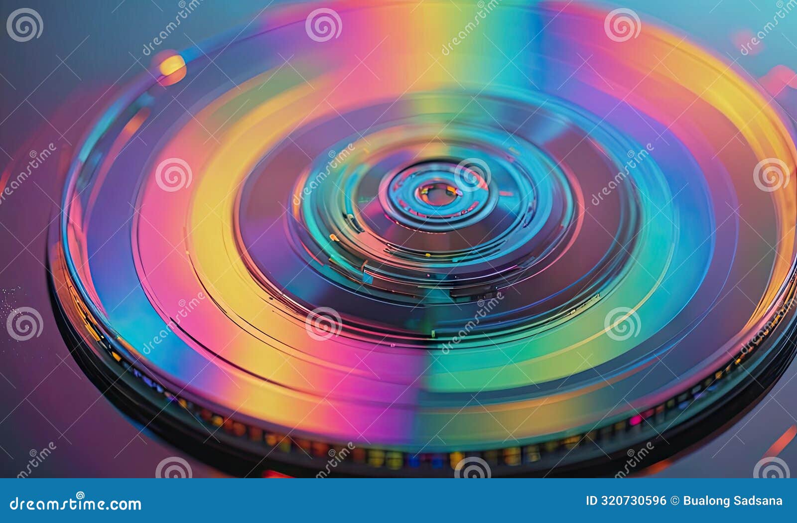 A Colorful CD is Spinning on a Table. Stock Illustration - Illustration ...