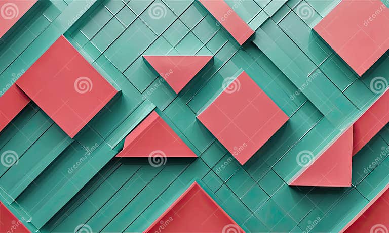 A Green and Red Pattern of Squares and Triangles. Stock Illustration ...