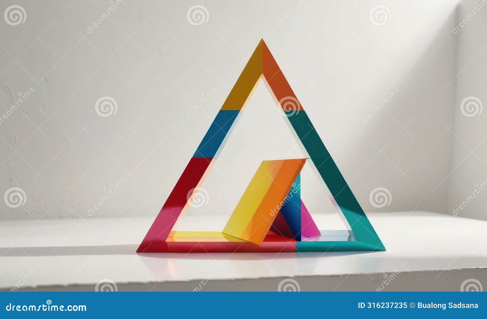 A Colorful Triangle is Sitting on a Table. Stock Illustration ...