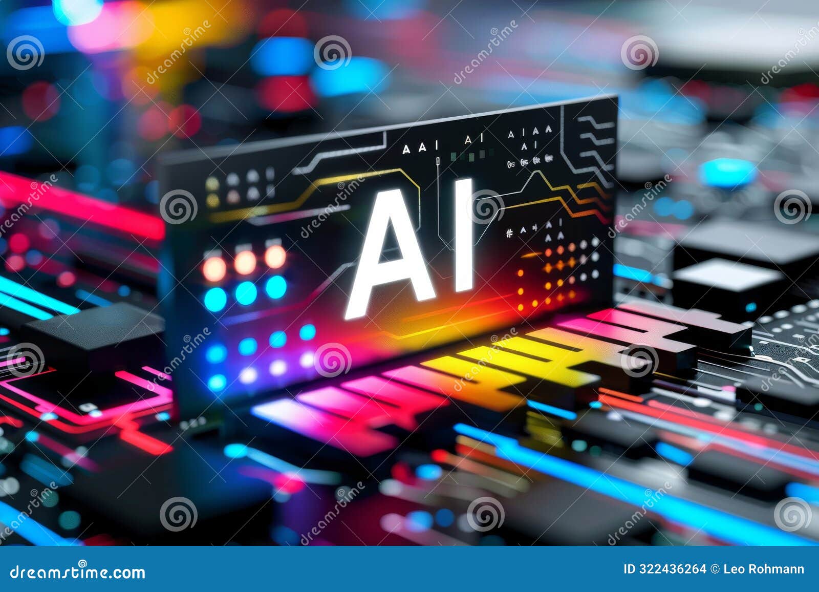 Vibrant AI Graphics on a Control Panel, Representing the Dynamic ...