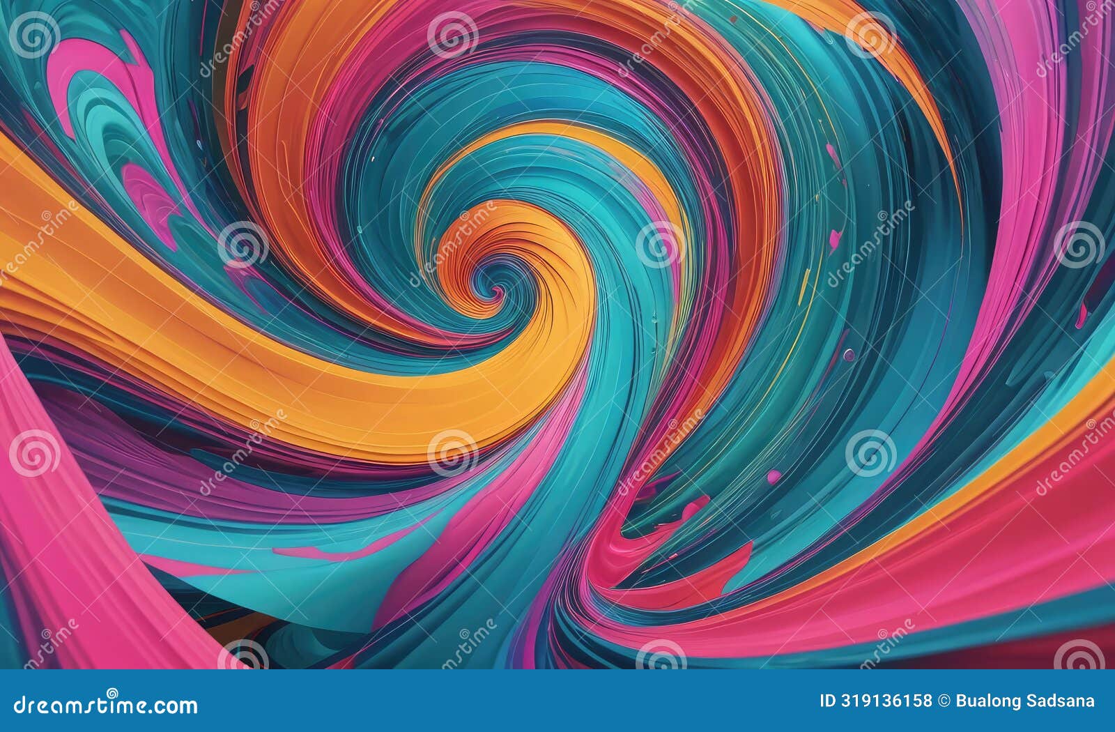 A Colorful Spiral is Shown in this Image, with a Blue and Yellow Swirl ...