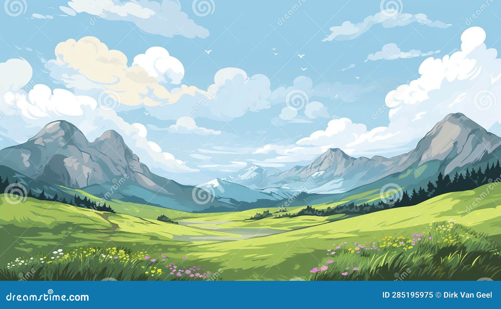 AI Generated. View of an Alpine Landscape. Simple Vector Illustration ...