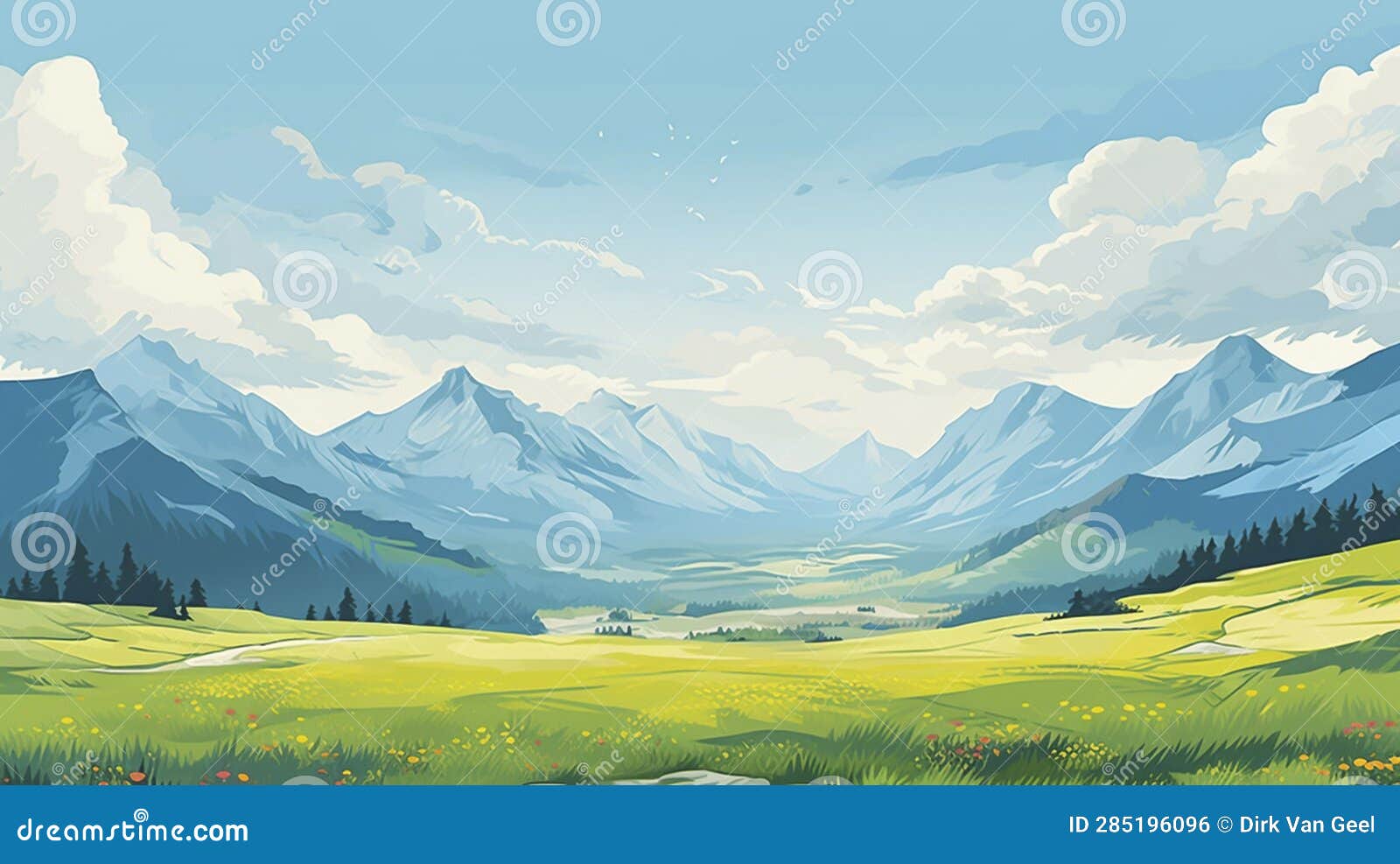 AI Generated. View of an Alpine Landscape. Simple Vector Illustration ...
