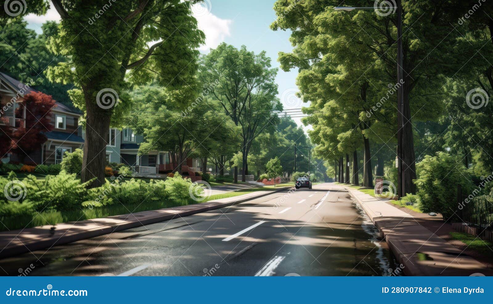 AI Generated View of a Modern City Street with Lots of Trees and ...