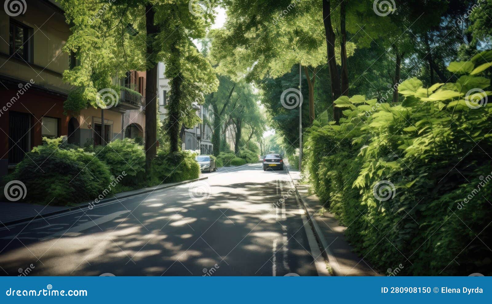 AI Generated View of a Modern City Street with Lots of Trees and ...