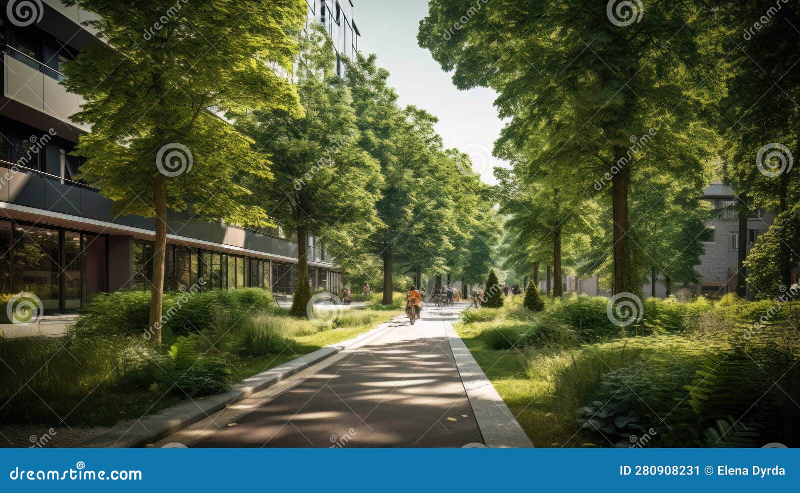 AI Generated View of a Modern City Street with Lots of Trees and ...