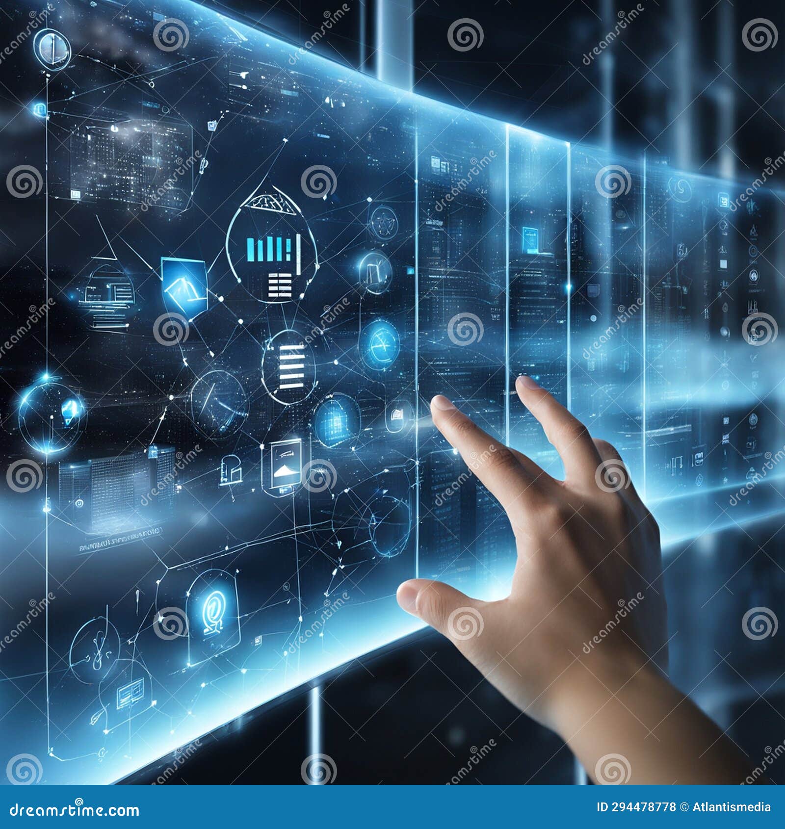 In Touch with the Digital Future Stock Illustration - Illustration of ...