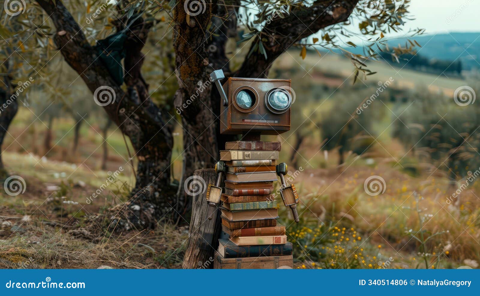 AI Generated. a Vintage Android Robot with a Rusty and Worn Body Made ...