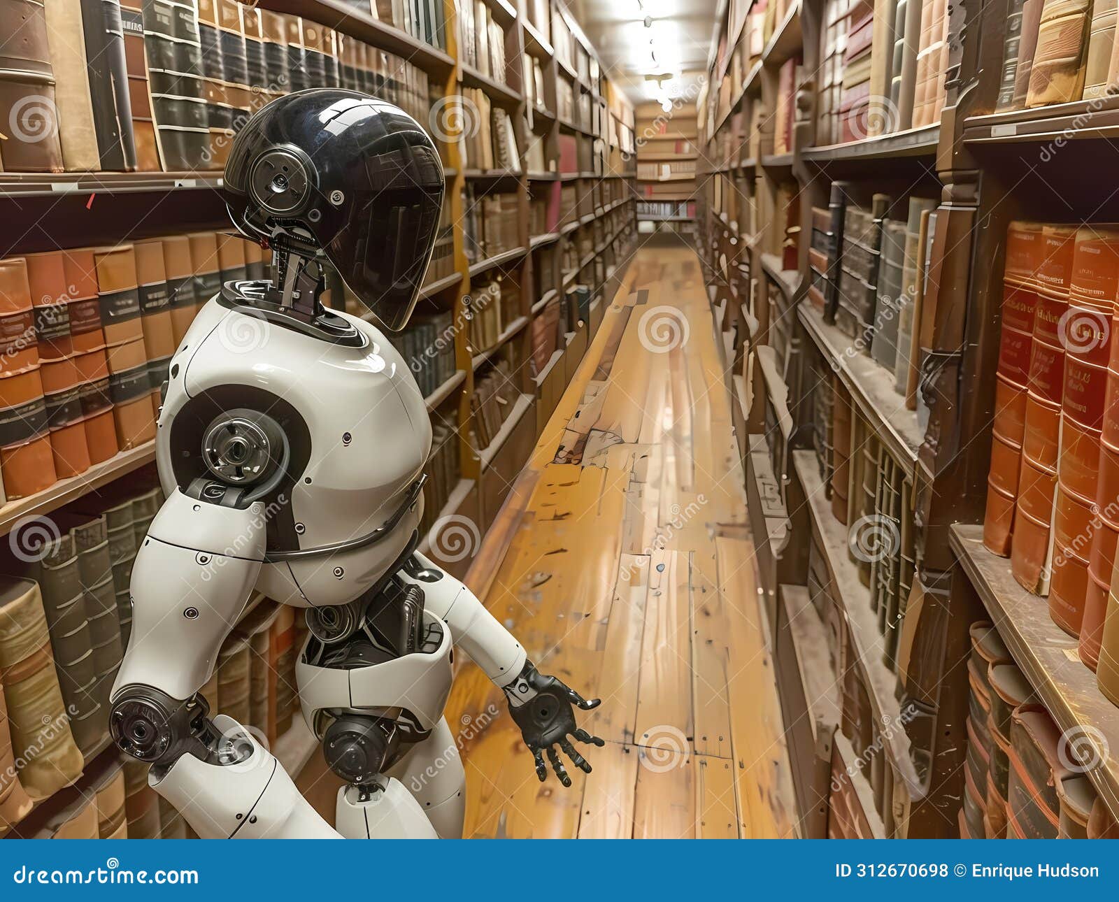 AI-Generated Image: Robot Exploring Ancient Archives in a Historic ...