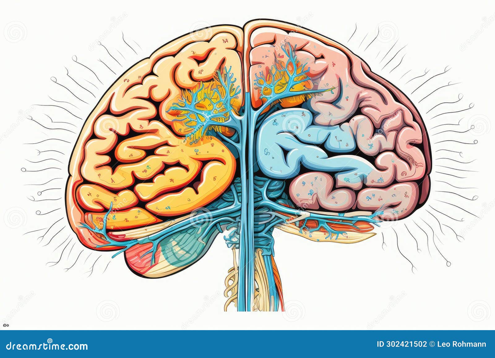The Dopamine And Serotonin Pathways In The Brain Cartoon Vector ...