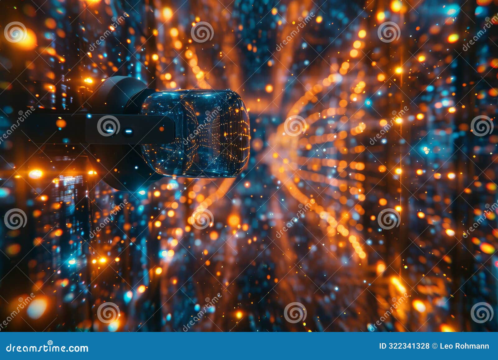 VR Headset with Glowing Orange Lights, Symbolizing Futuristic ...