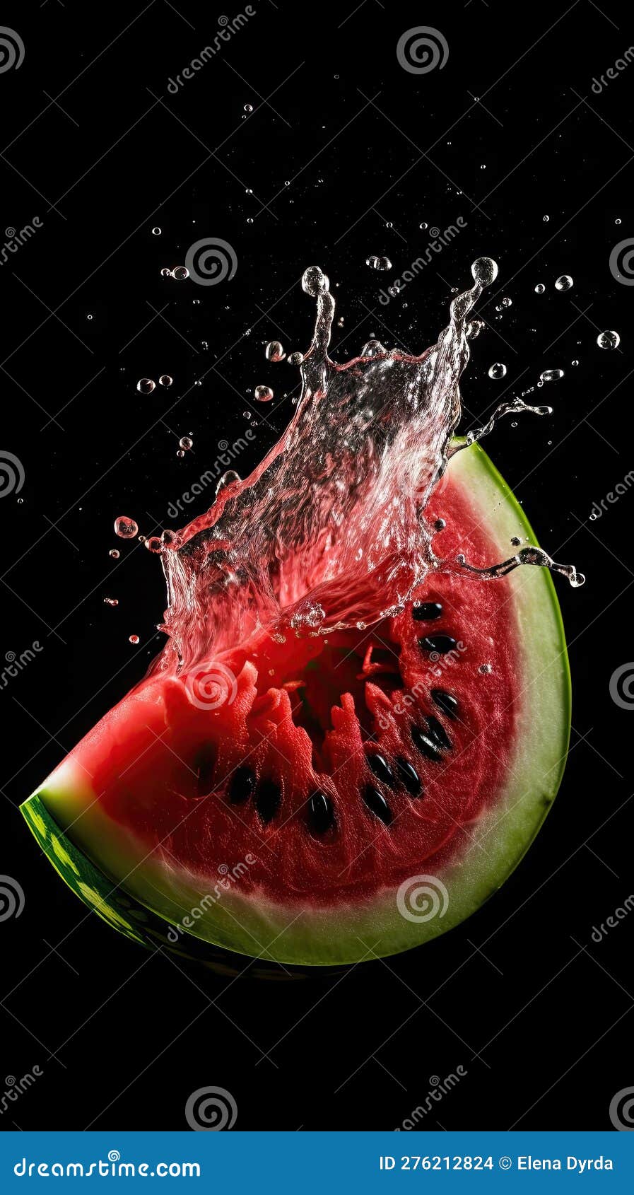 AI Generated Watermelon Slice with Water Splash Stock Illustration ...