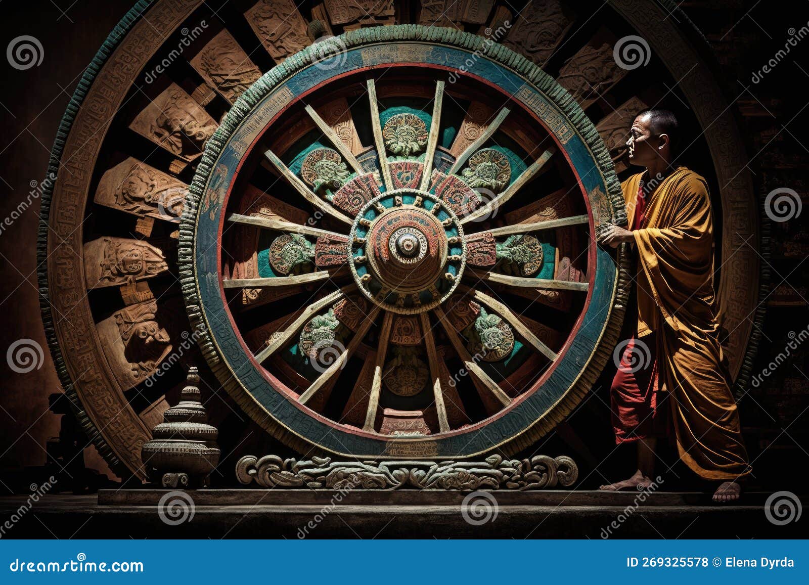 AI Generated Wheel of Dharma Representing the Path To Liberation Stock ...