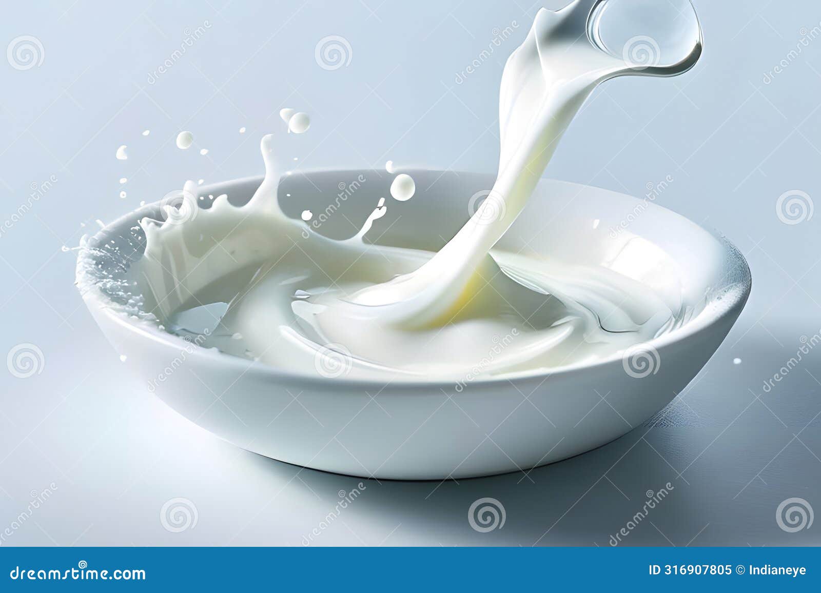 AI Generated-a White Bowl of Milk is Poured into a Bowl, Creating a ...