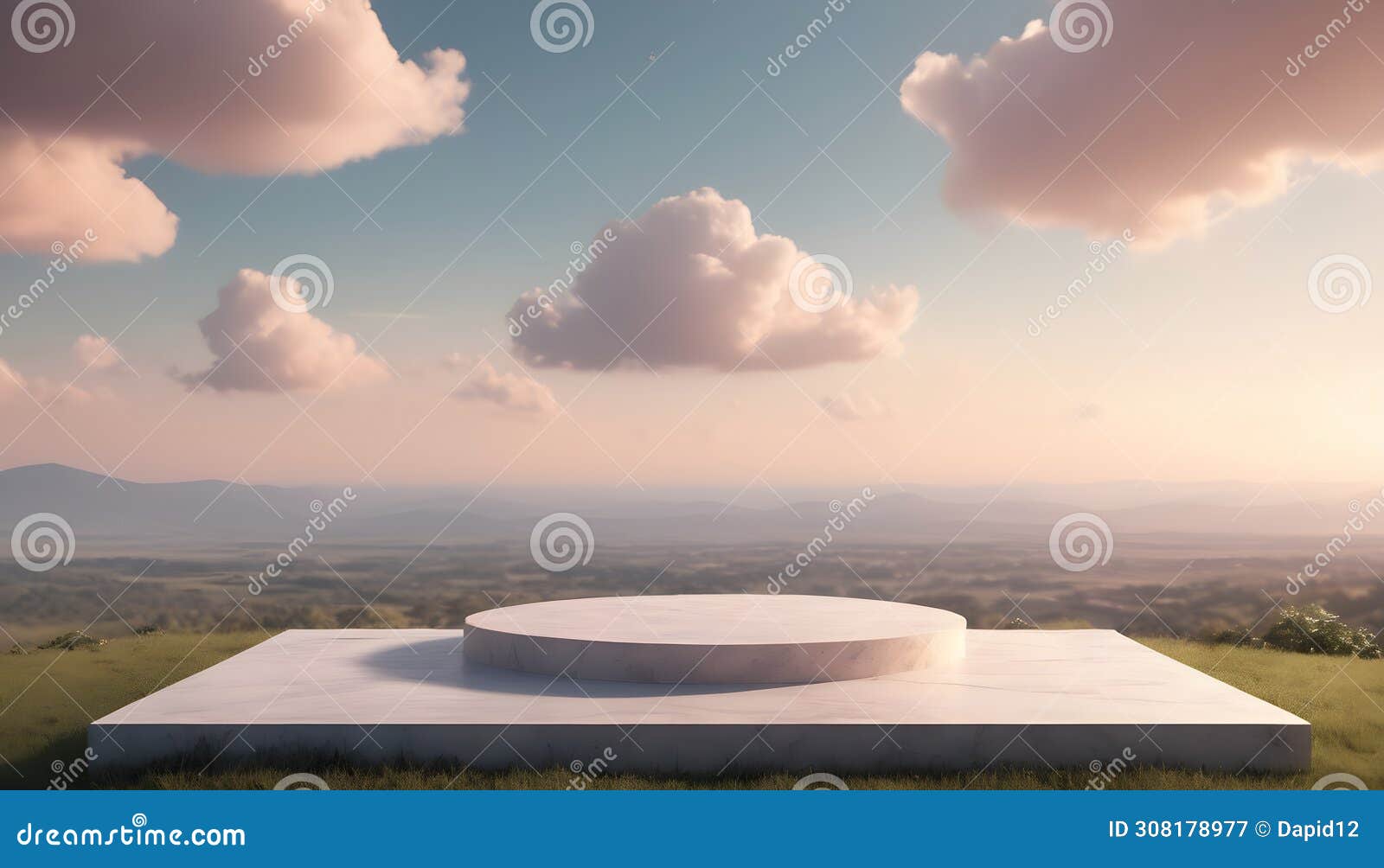 A White Concrete Platform on Top of a Hill with Clouds in the Sky Stock ...