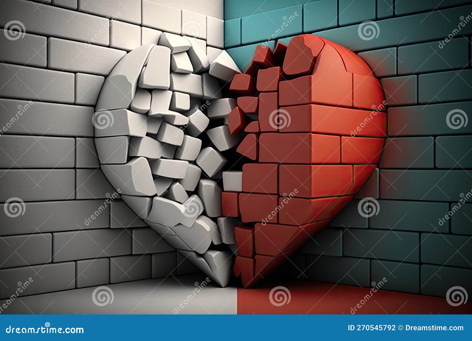 Brick Heart Isolated. Rock Internal Organ. Love Symbol Vector Il ...