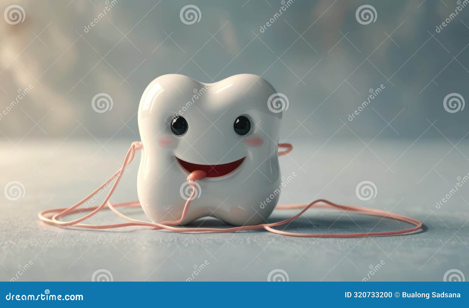 A Tooth Shaped Toy is Sitting on a Table with a String Tied To it ...
