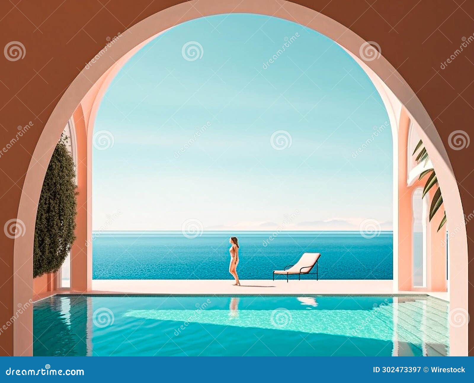 AI Generated Woman Walking in Poolside Stock Illustration ...