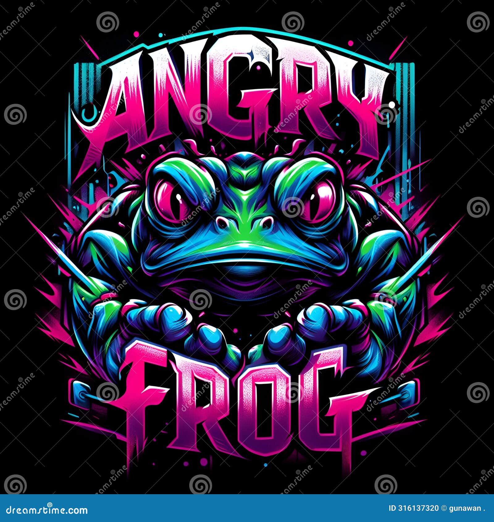 Ai Generates A Illustration Of An Angry Frog With Graft Typography ...