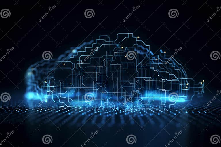 Ai Generative Abstract Cloud Computing Concept. 3d Rendering Toned Image Double Exposure Stock ...