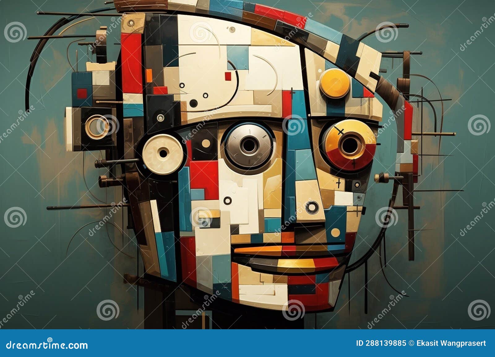 AI Generative. Abstract Geometric Robot Style Pattern. Street Graffiti ...
