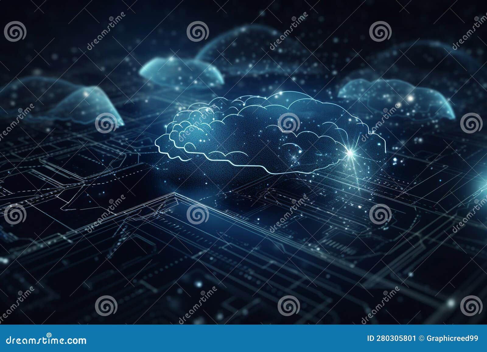 Ai Generative Abstract Technology Background with Circuit Board and ...