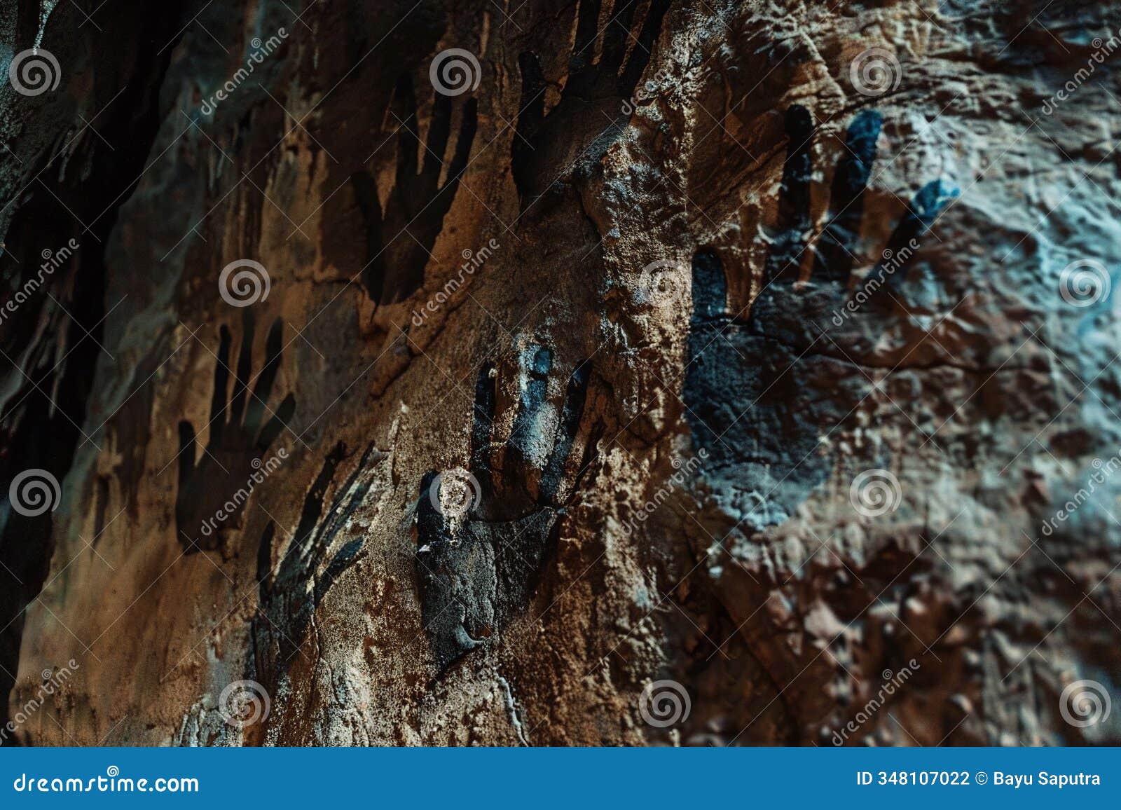 Ai Generative Ancient Handprints on the Cave Walls Stock Illustration ...