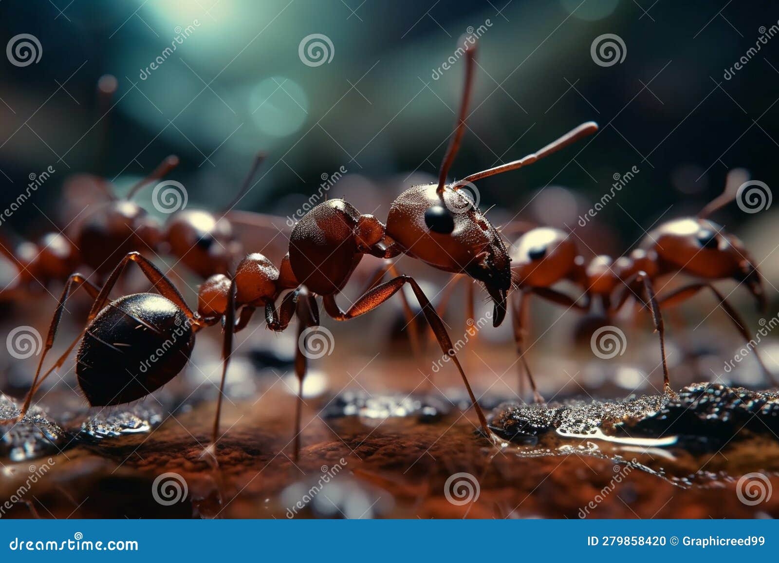 Ai Generative Ants in the Forest. 3D Illustration. 3D Rendering. Stock ...