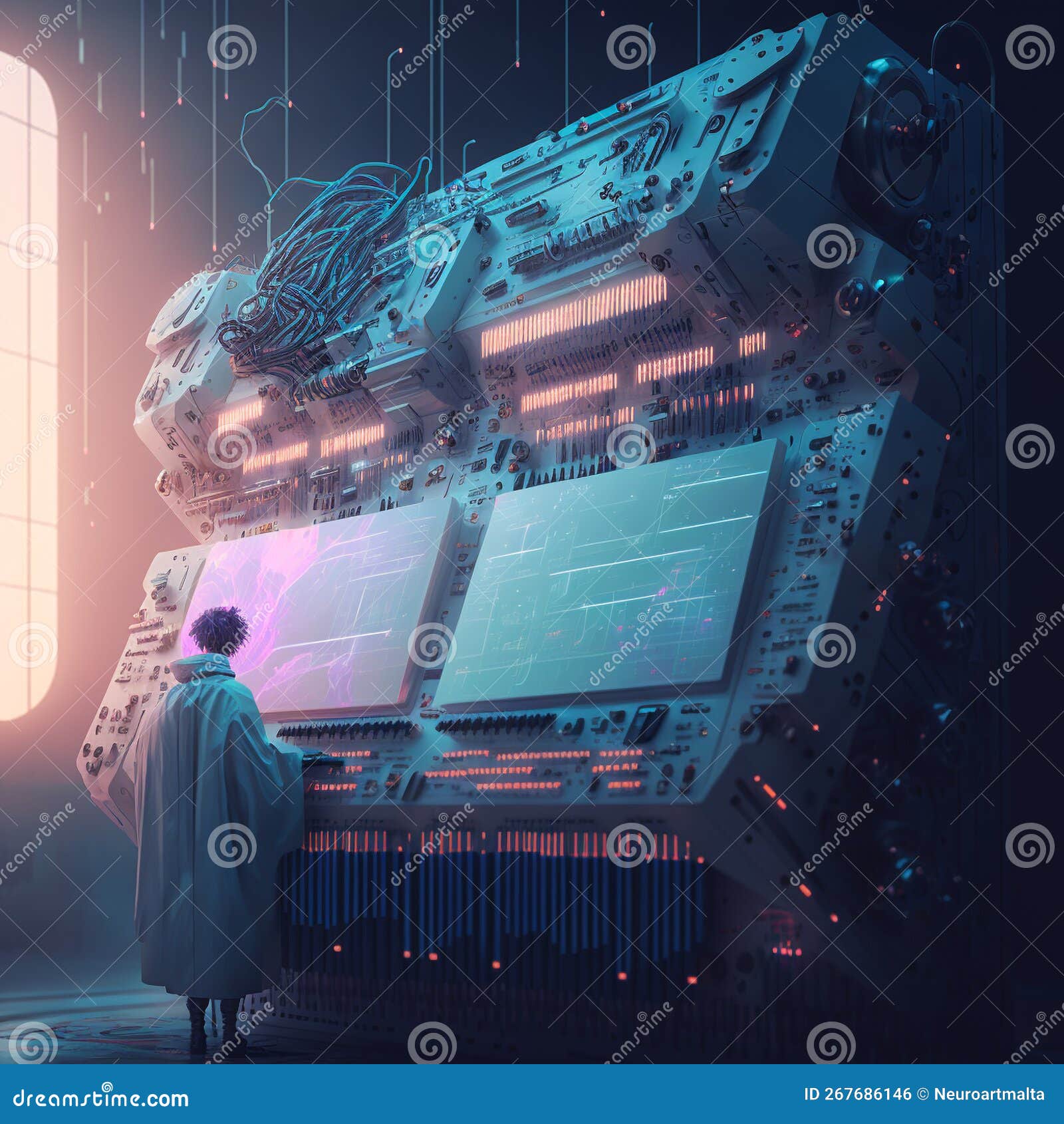 Futuristic Modular Synthesizer Stock Illustration - Illustration of ...