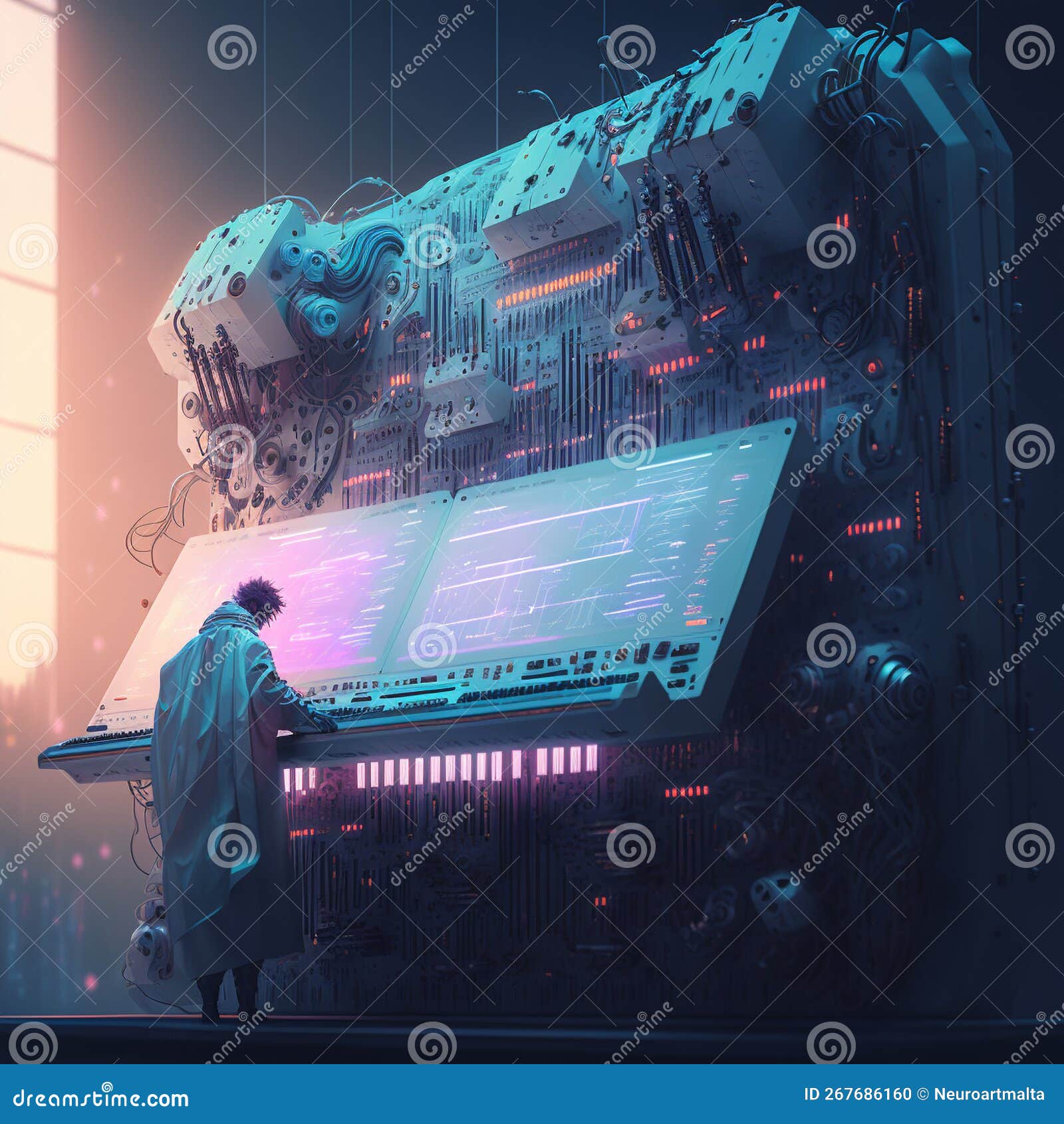Futuristic Modular Synthesizer Stock Illustration - Illustration of ...