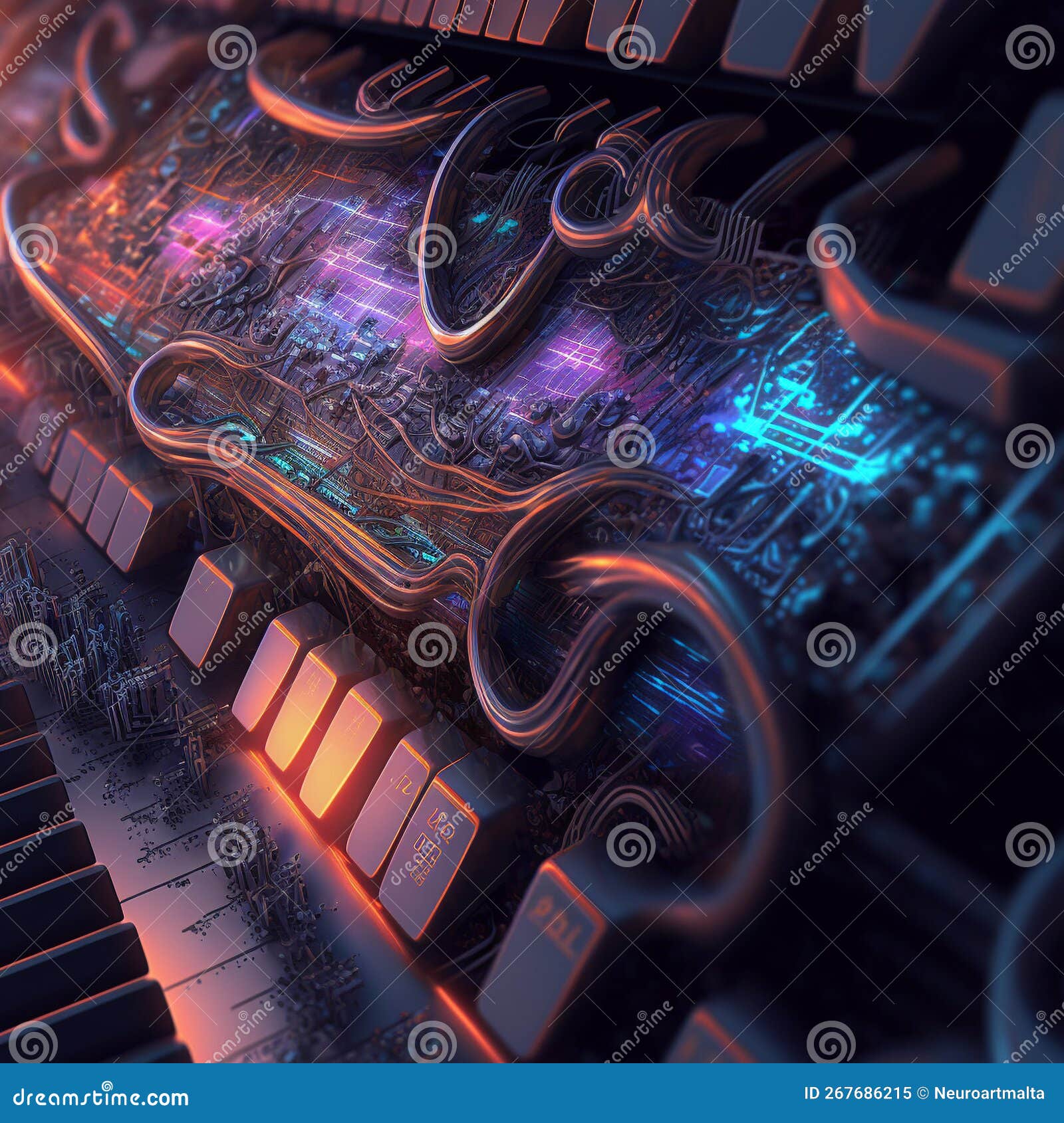 Futuristic Modular Synthesizer Stock Image - Image of digital ...