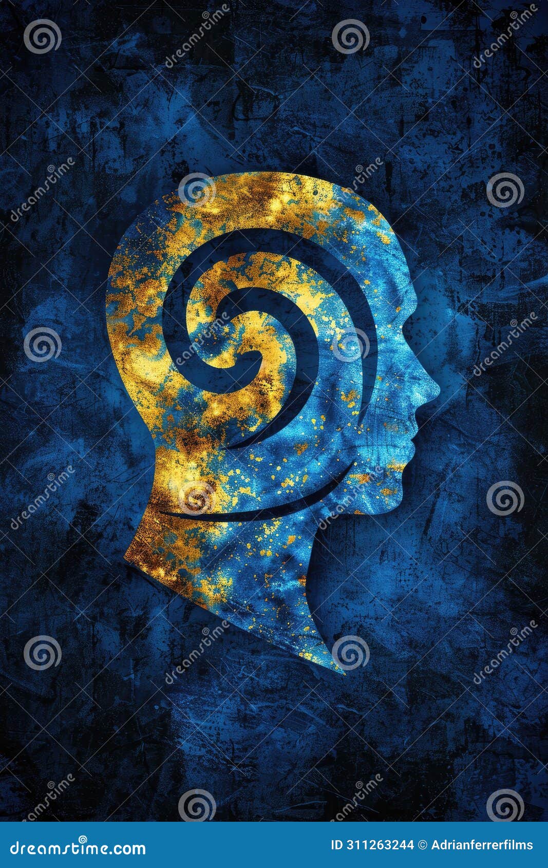 Artistic Representation of a Head Silhouette with a Swirl Pattern on a ...