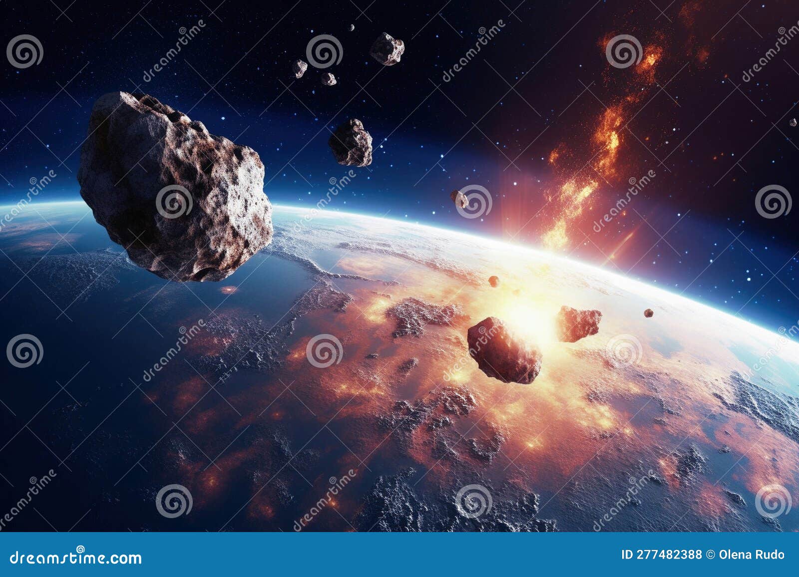 AI Generative. Asteroid Approaching To the Earth Stock Photo - Image of ...