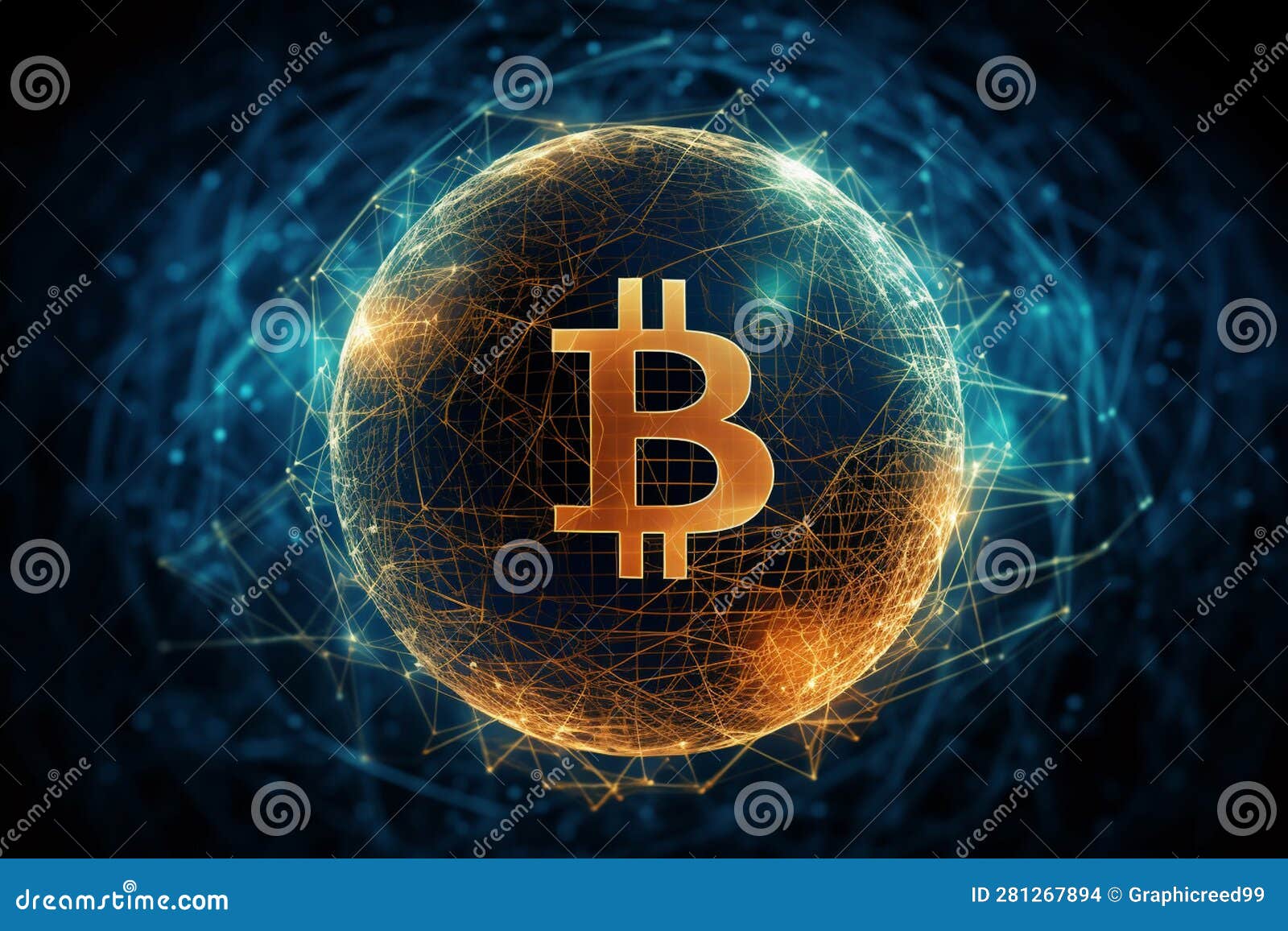 Ai Generative Bitcoin Cryptocurrency Concept. 3d Rendering Toned Image Double Exposure Global ...
