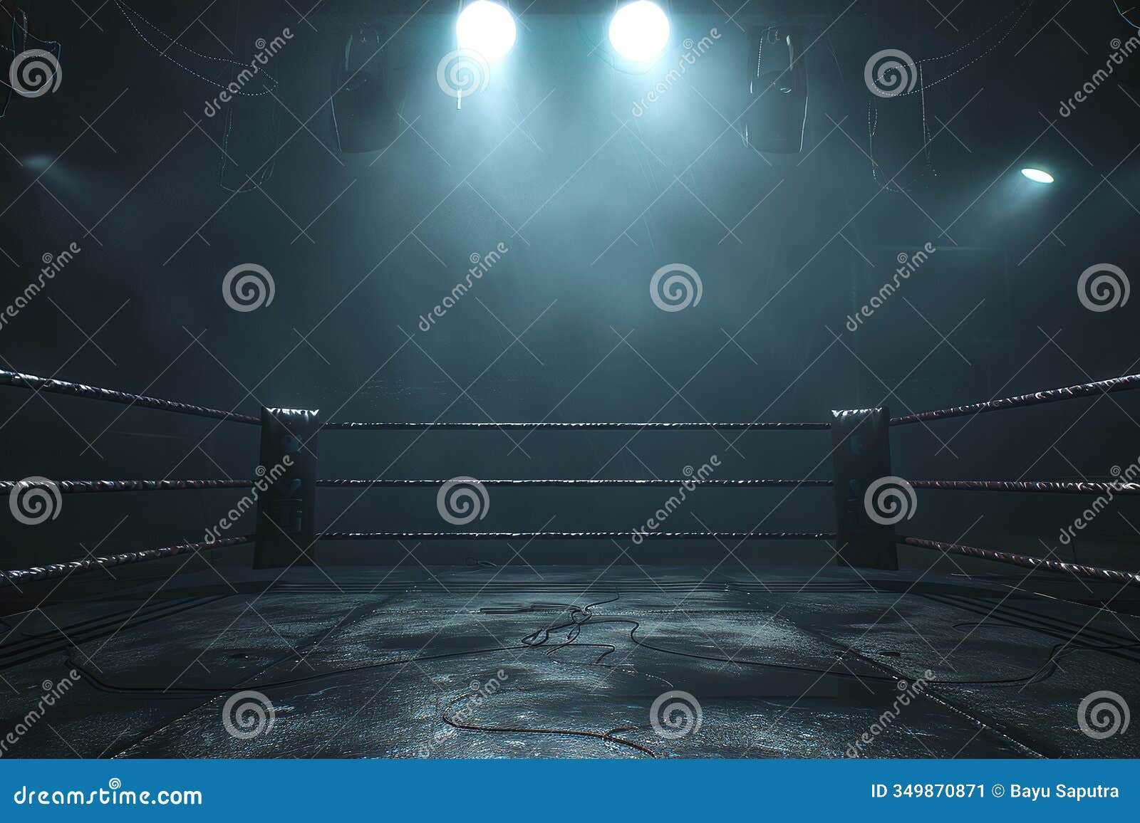 Ai Generative Boxing Ring with Spotlights Stock Illustration ...